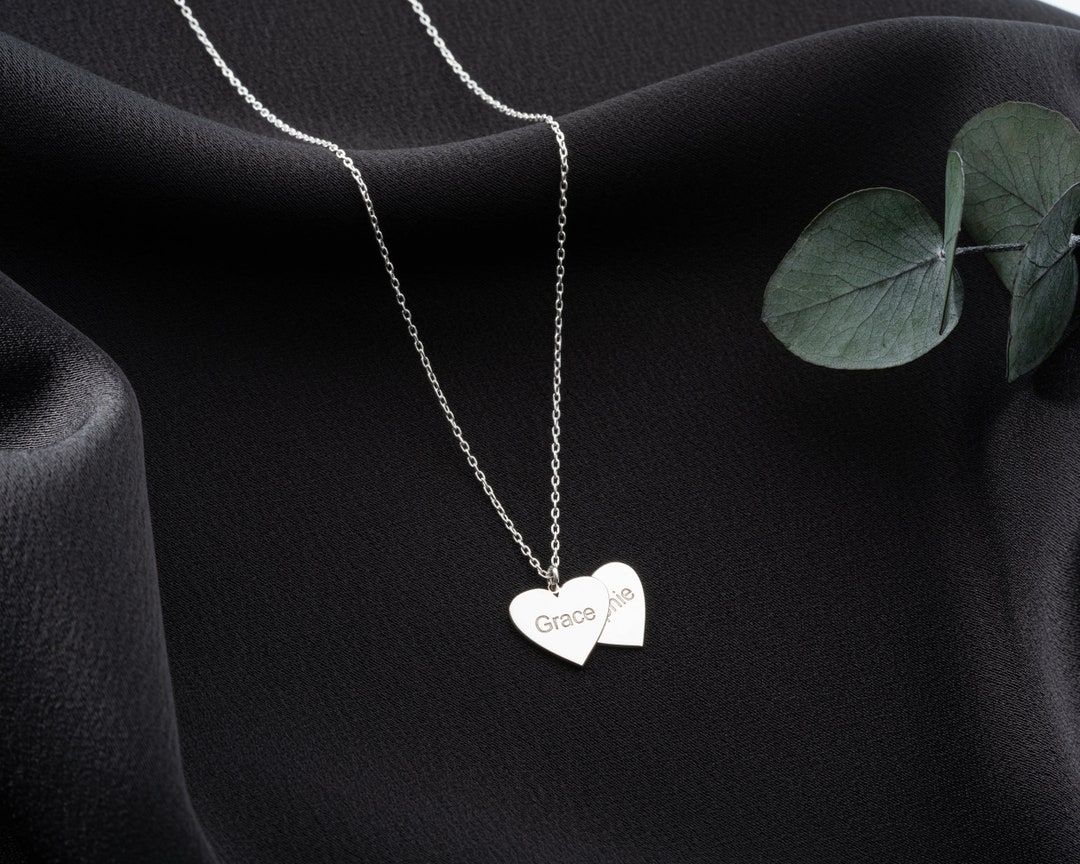 Heart Name Necklace, Multiple Name Heart Necklace, Engraved Name ...