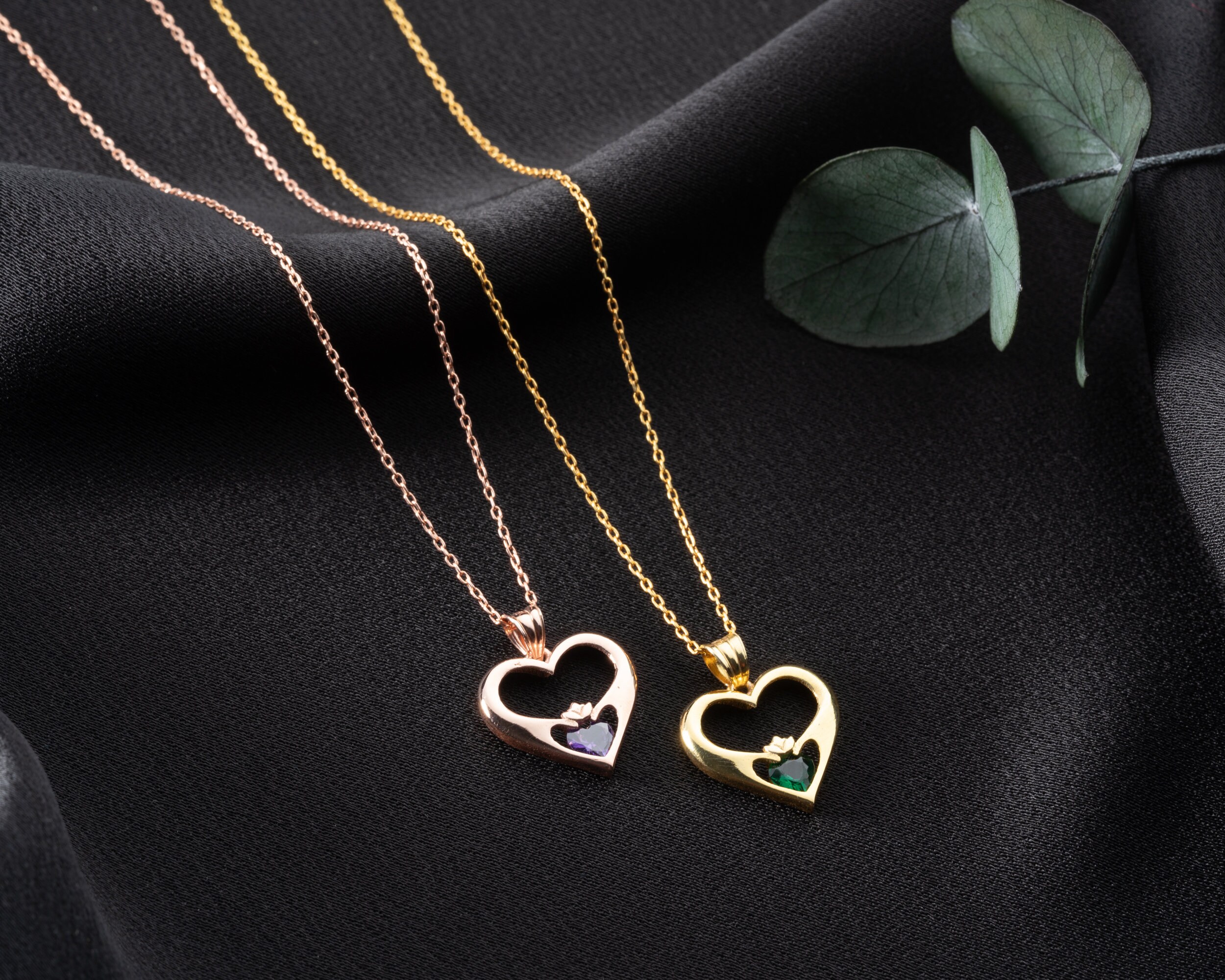 Dainty Birthstone Heart Necklace, Heart Necklace With Birthstone ...