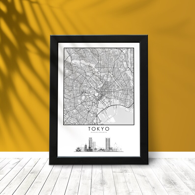 Tokyo Map Japan Tokyo Skyline Tokyo Map Art Minimalist Map - Etsy