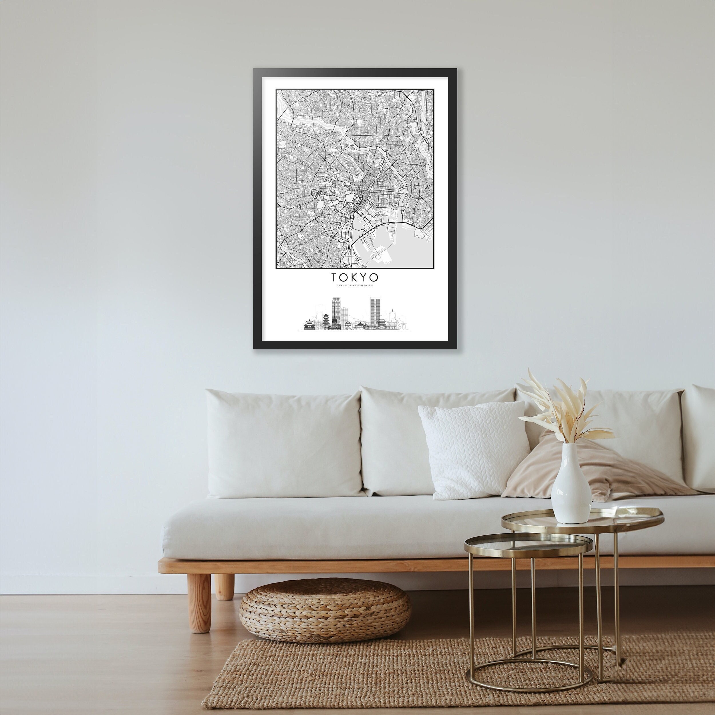 Tokyo Map Japan Tokyo Skyline Tokyo Map Art Minimalist Map - Etsy