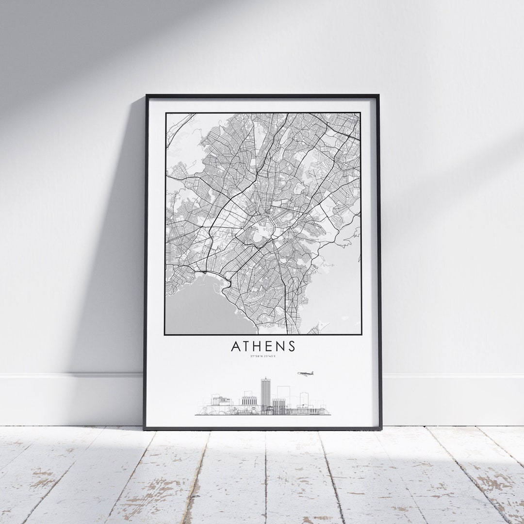 Athens Acropolis Parthenon Skyline Poster - Greece Wall Art, Minimalist ...