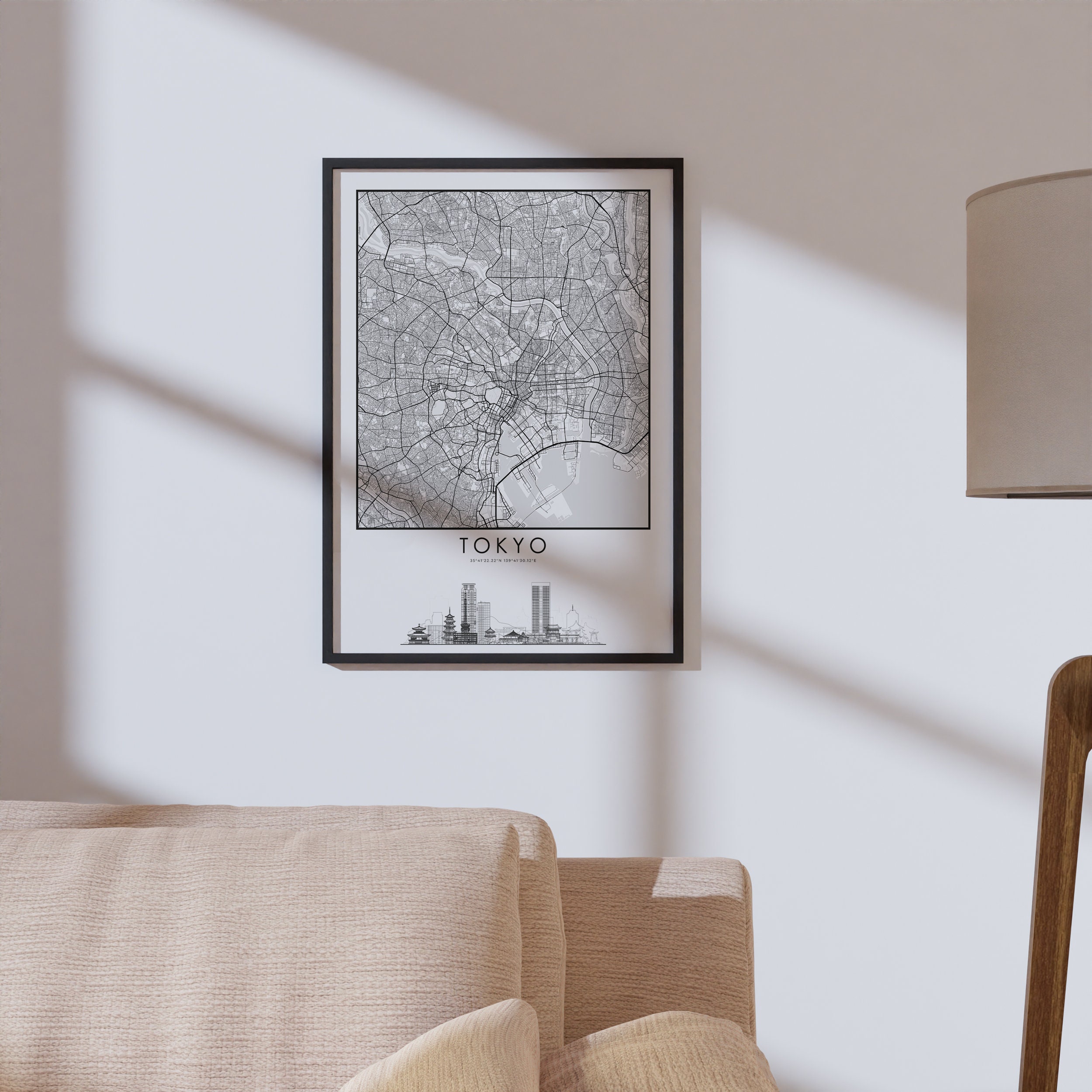 Tokyo Map Japan Tokyo Skyline Tokyo Map Art Minimalist Map - Etsy