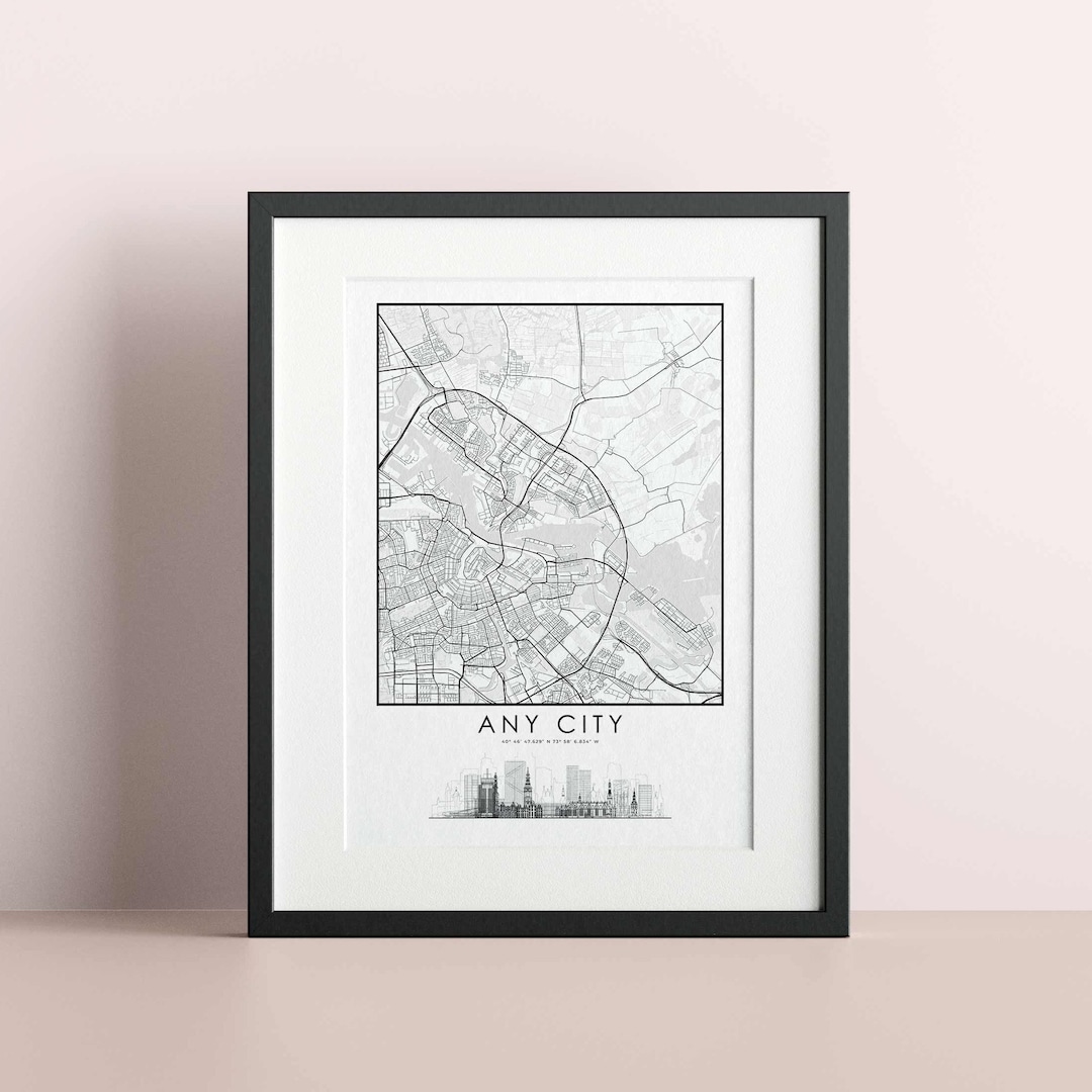 Location Map Custom Print Skyline Serie Any Location - City Map Poster ...