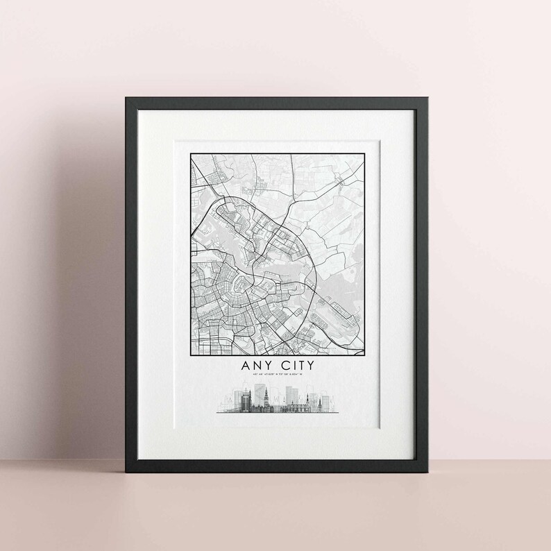 Location Map Custom Print Skyline Serie Any Location City Map Poster ...