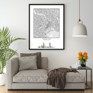 Tokyo Map Japan Tokyo Skyline Tokyo Map Art, Minimalist Map, Location ...