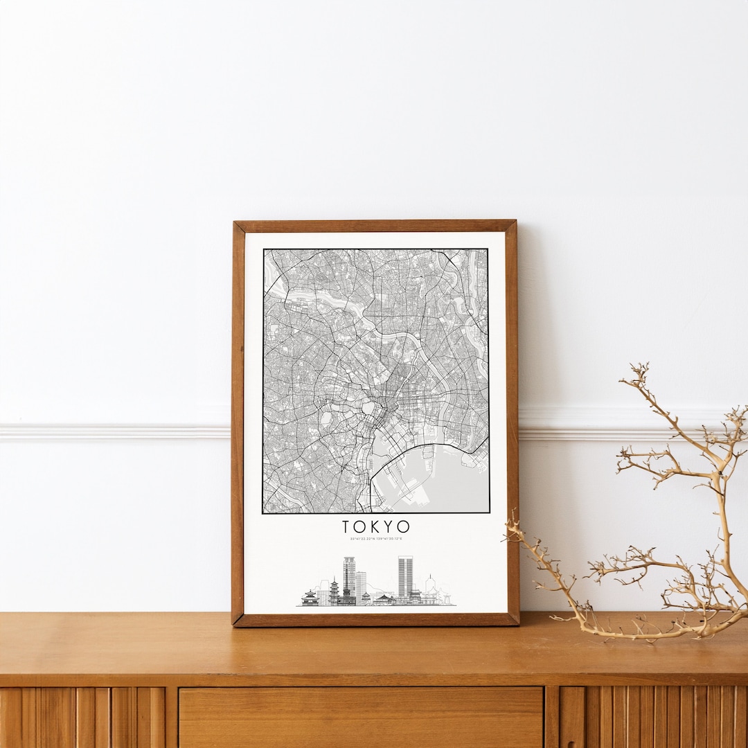 Tokyo Map Japan Tokyo Skyline Tokyo Map Art, Minimalist Map, Location ...