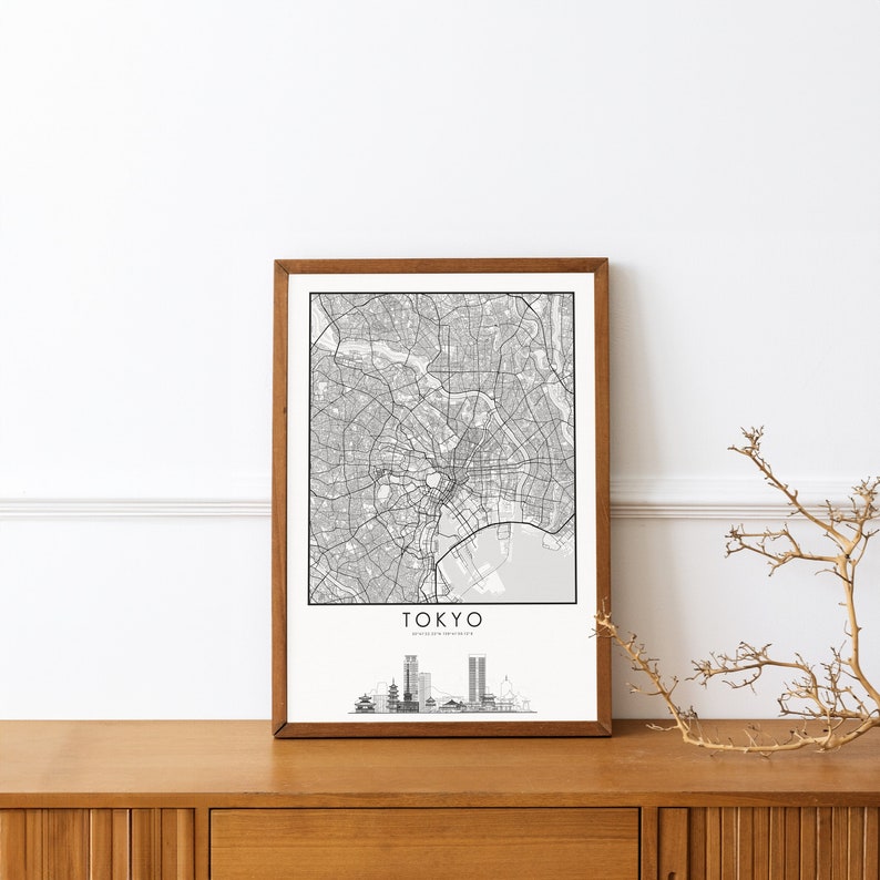 Tokyo Map Japan Tokyo Skyline Tokyo Map Art, Minimalist Map, Location ...