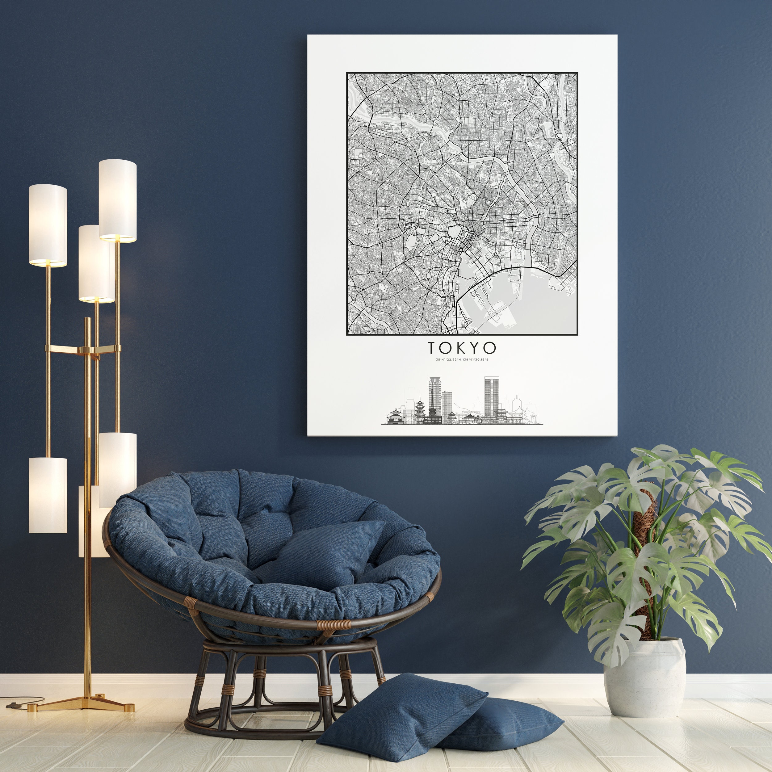 Tokyo Map Japan Tokyo Skyline Tokyo Map Art Minimalist Map - Etsy