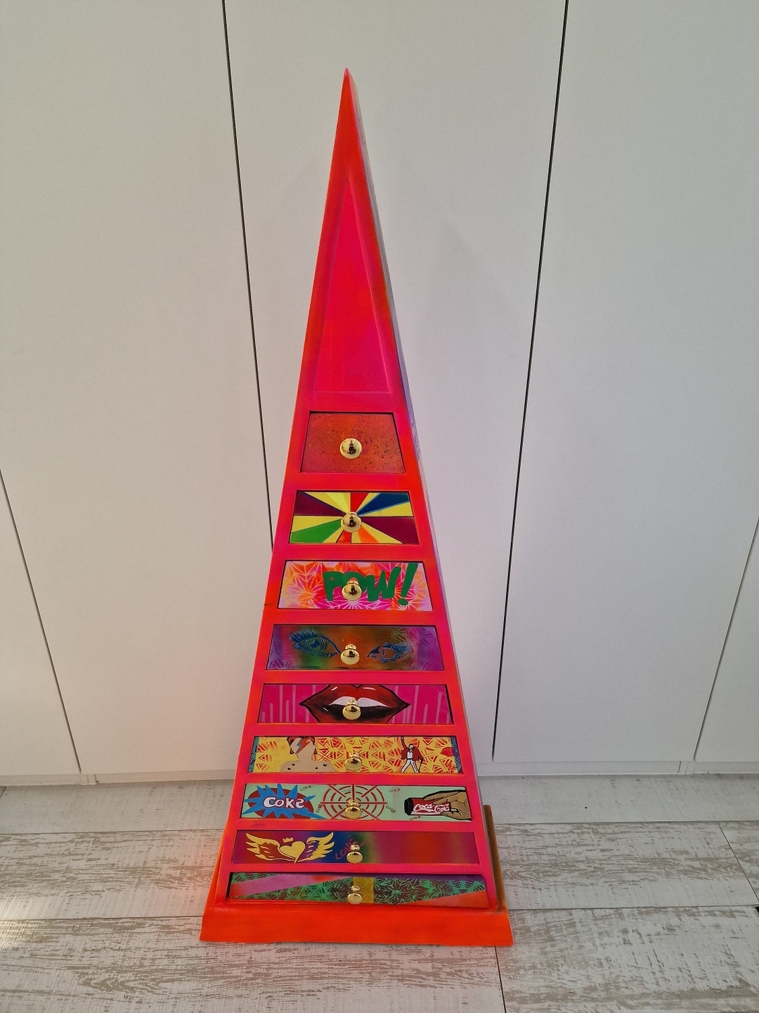Hand Painted Pyramid Vintage Wood - Etsy