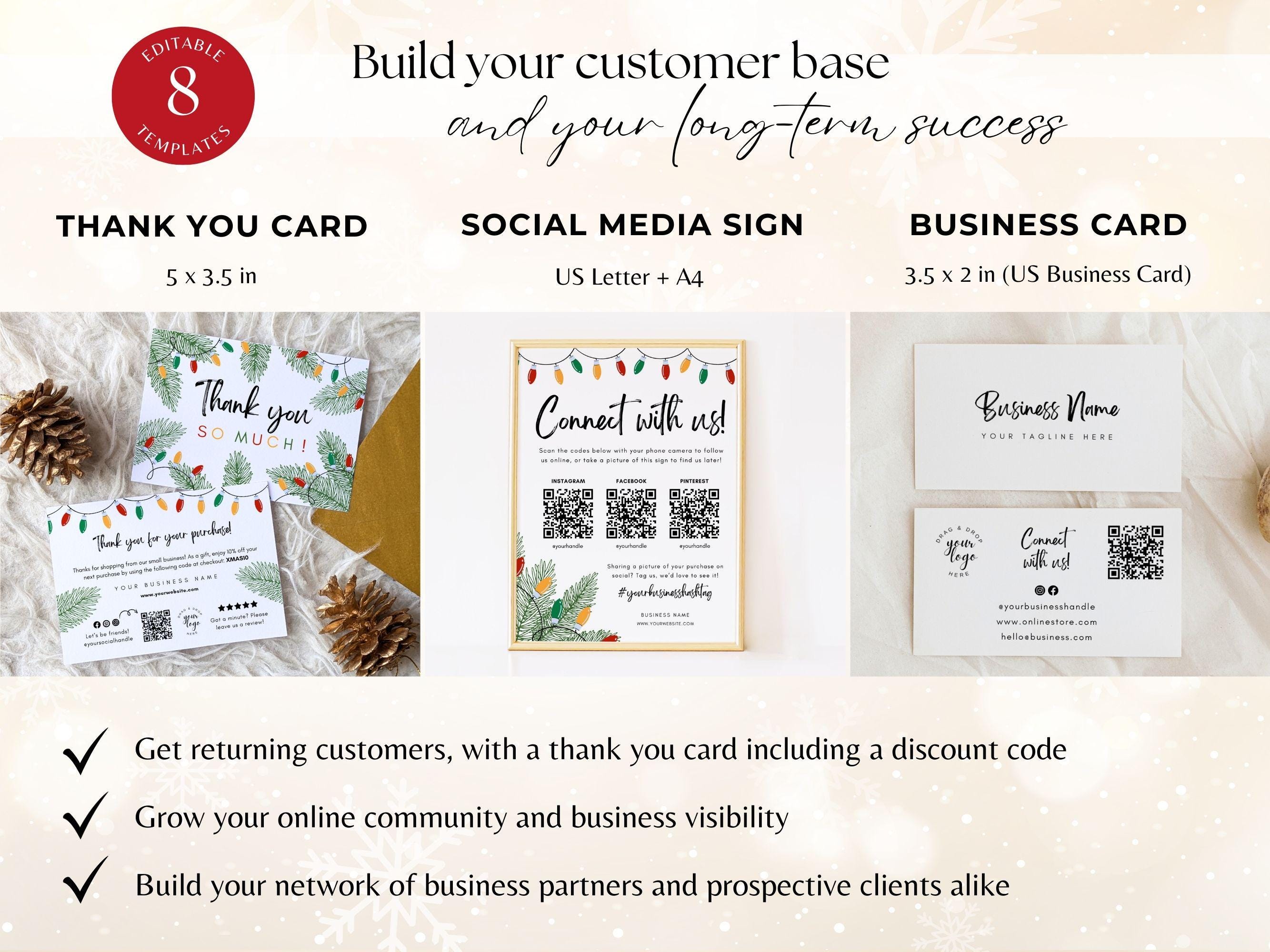 Holiday Vendor Event Templates Bundle, Editable Qr Code Signs, Cards ...