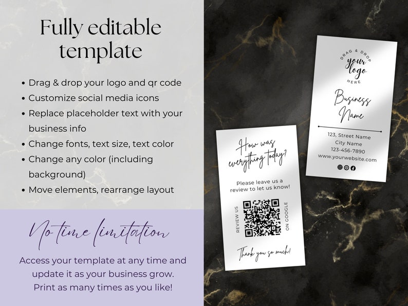 Leave Us a Review Simple Business Card, Editable Template for Small ...