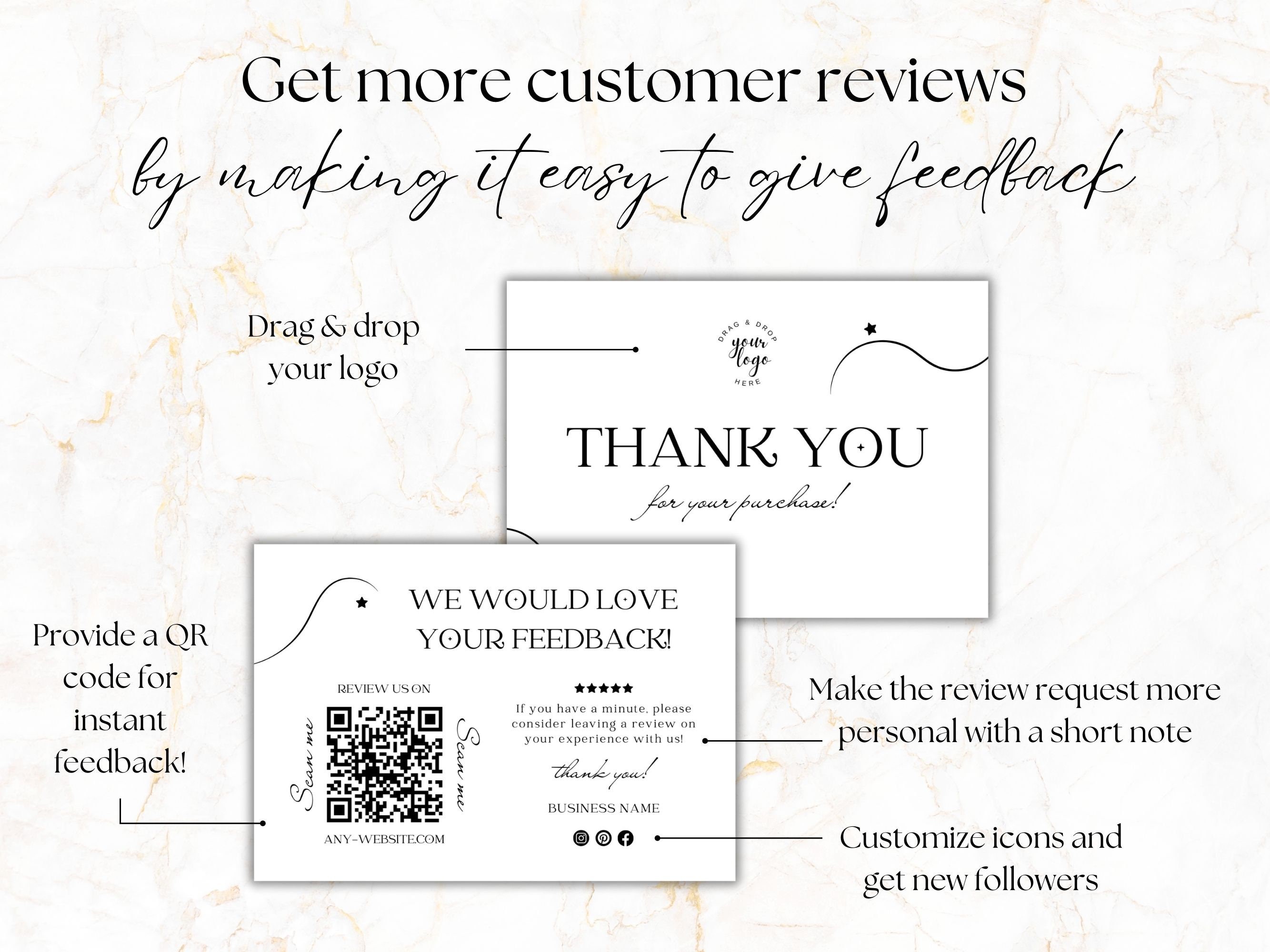 Leave a Review Card Template With Qr Code, Celestial Thank You Card ...