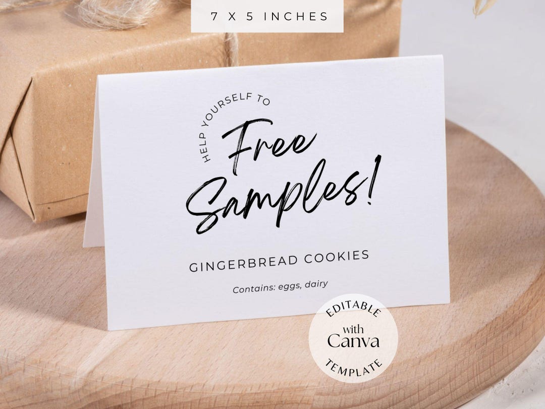 Free Samples Sign Template for Bakery, Farmers Market Vendor Table ...