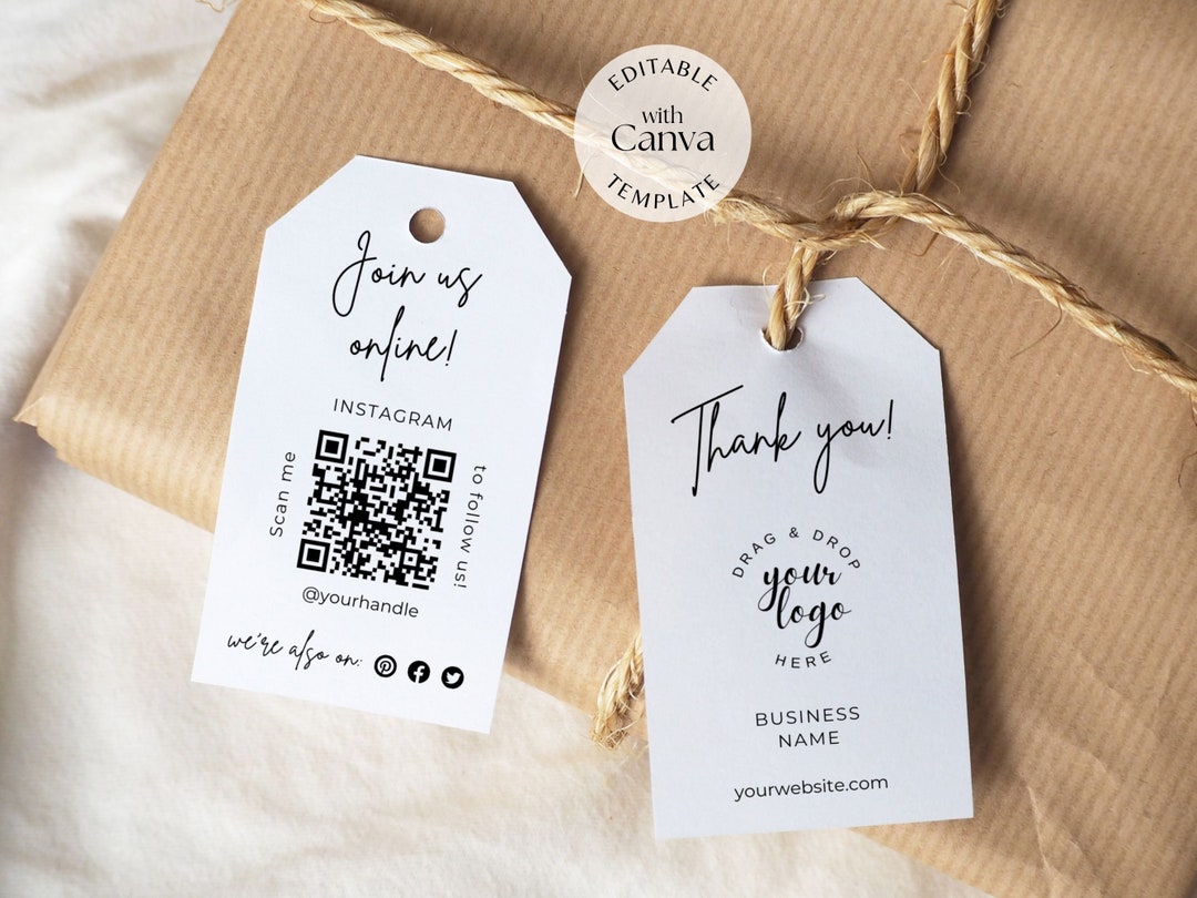 Social Media Hang Tag for Small Business, Editable Qr Code Tag, Join Us ...