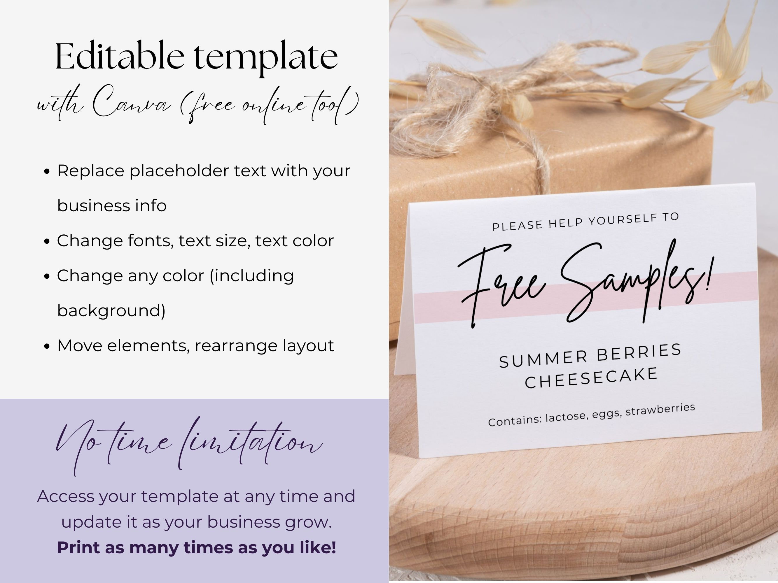 Free Samples Sign Template for Bakery, Farmers Market Vendor Table ...