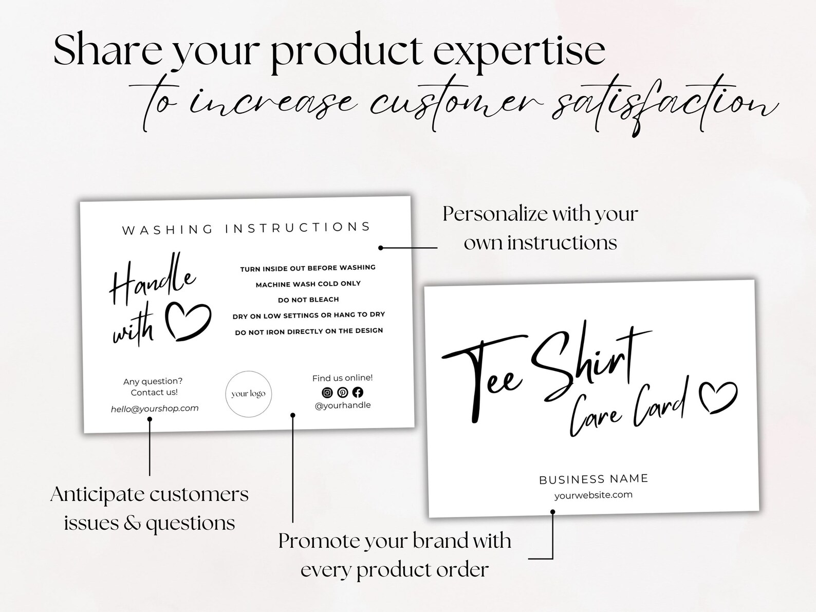 Printable Customer Card With Tee Shirt Washing Instructions, Garment ...