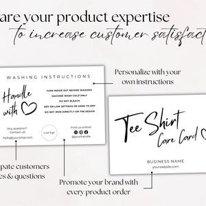Printable Customer Card With Tee Shirt Washing Instructions, Garment ...