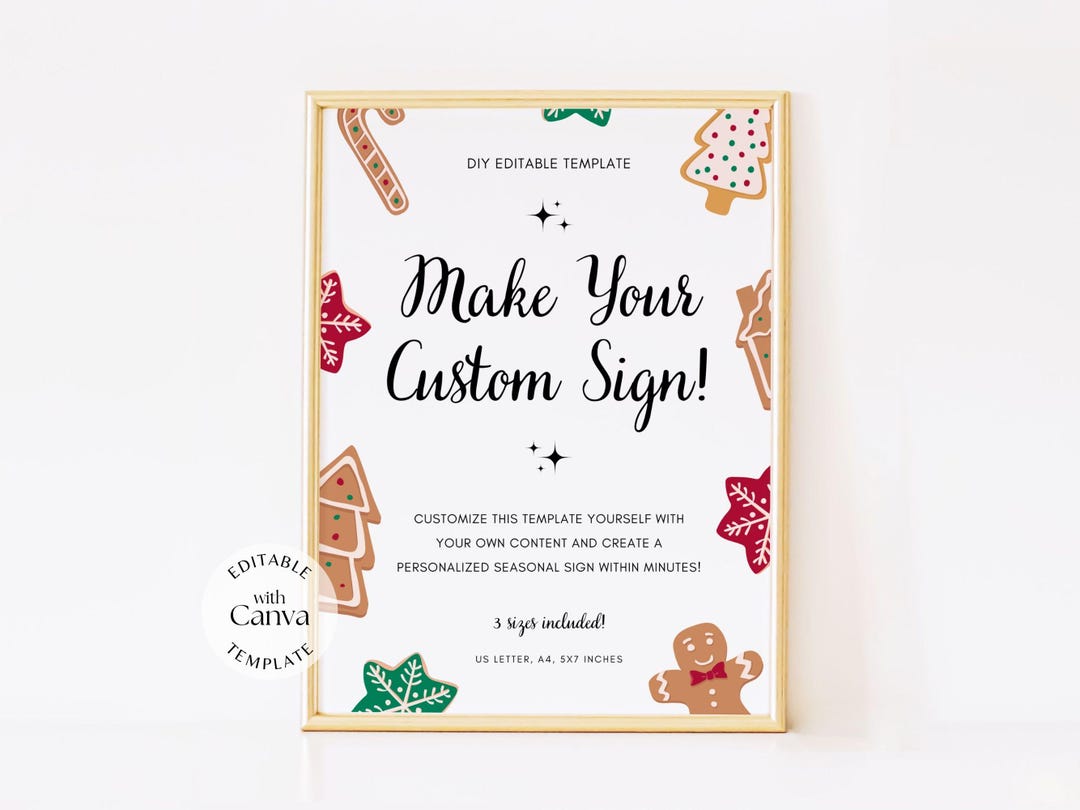 Create Your Own Sign, Editable Template With Christmas Cookies, Diy ...