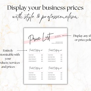 Simple Price List Template, Business Pricing Sign Editable in Canva ...