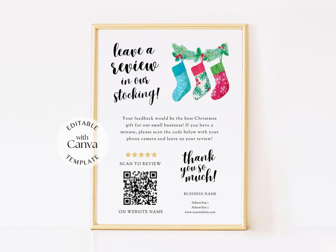 Please Leave a Review Sign Editable QR Code Template for Small Business ...