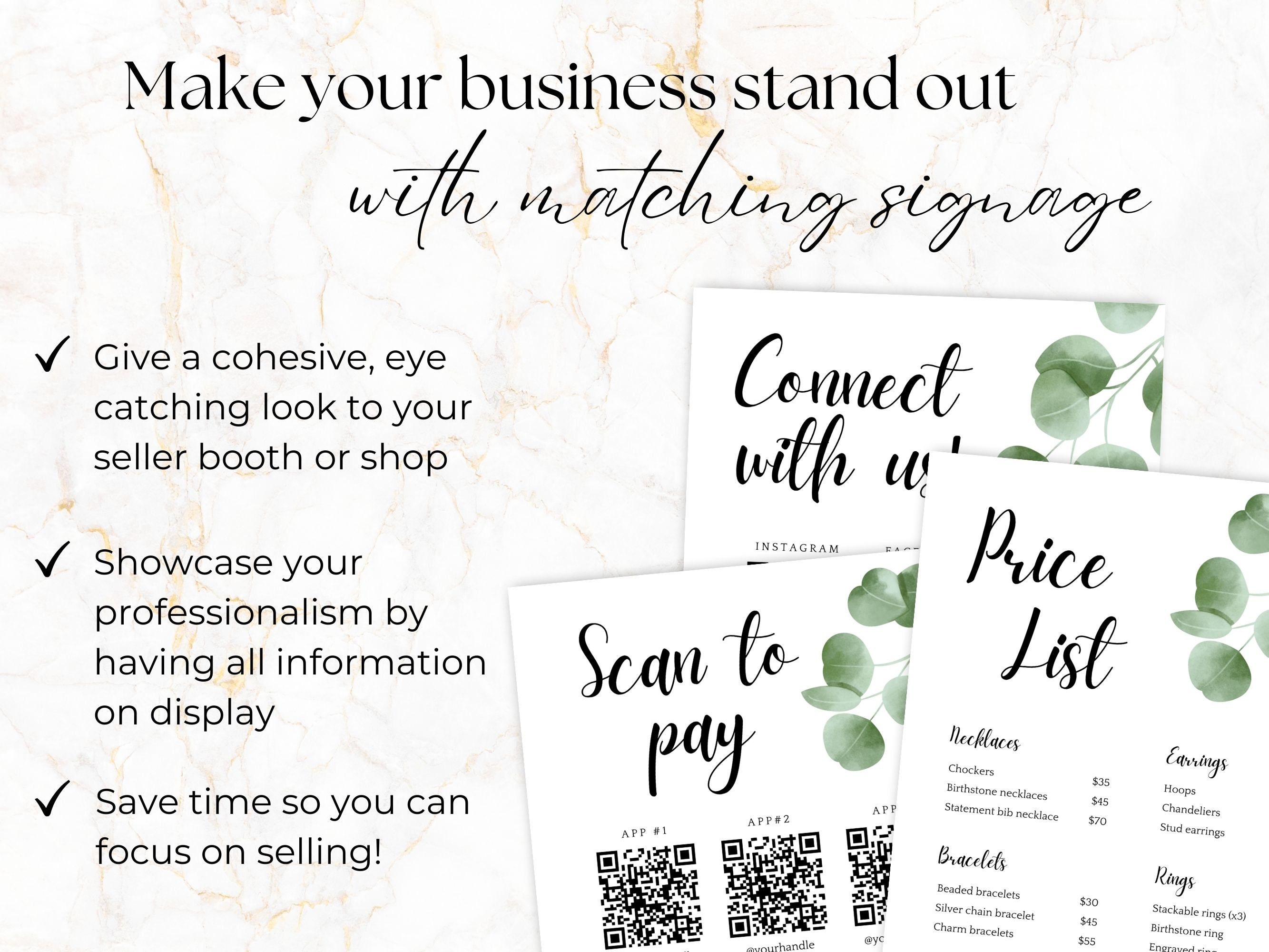 Editable Scan to Pay With Qr Code, Price List, Social Media Signs for ...