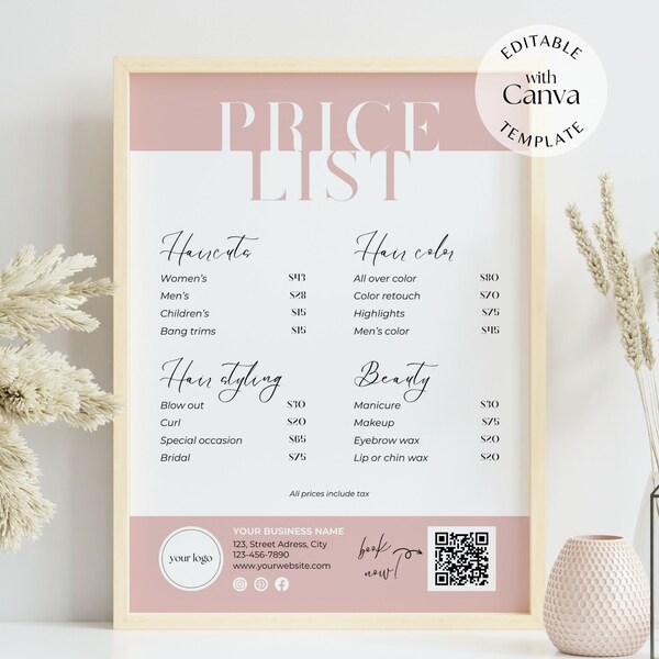 Beauty Salon Sign in Sheet - Etsy