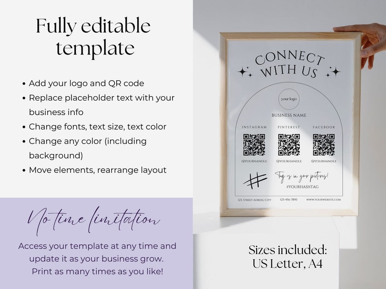 Social Media Sign With Qr Code for Pop up Shop, Market Booth, Craft ...