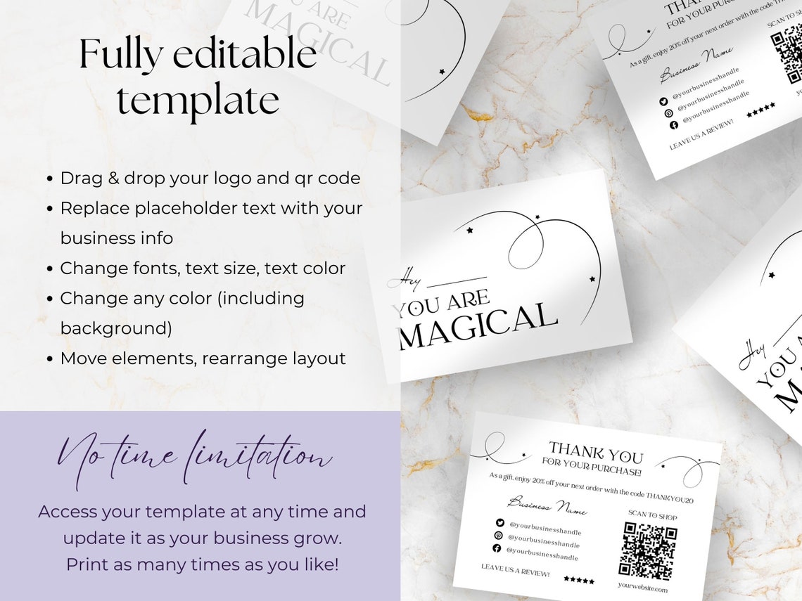 Thank You for Your Purchase Business Insert, Editable Template, Diy ...