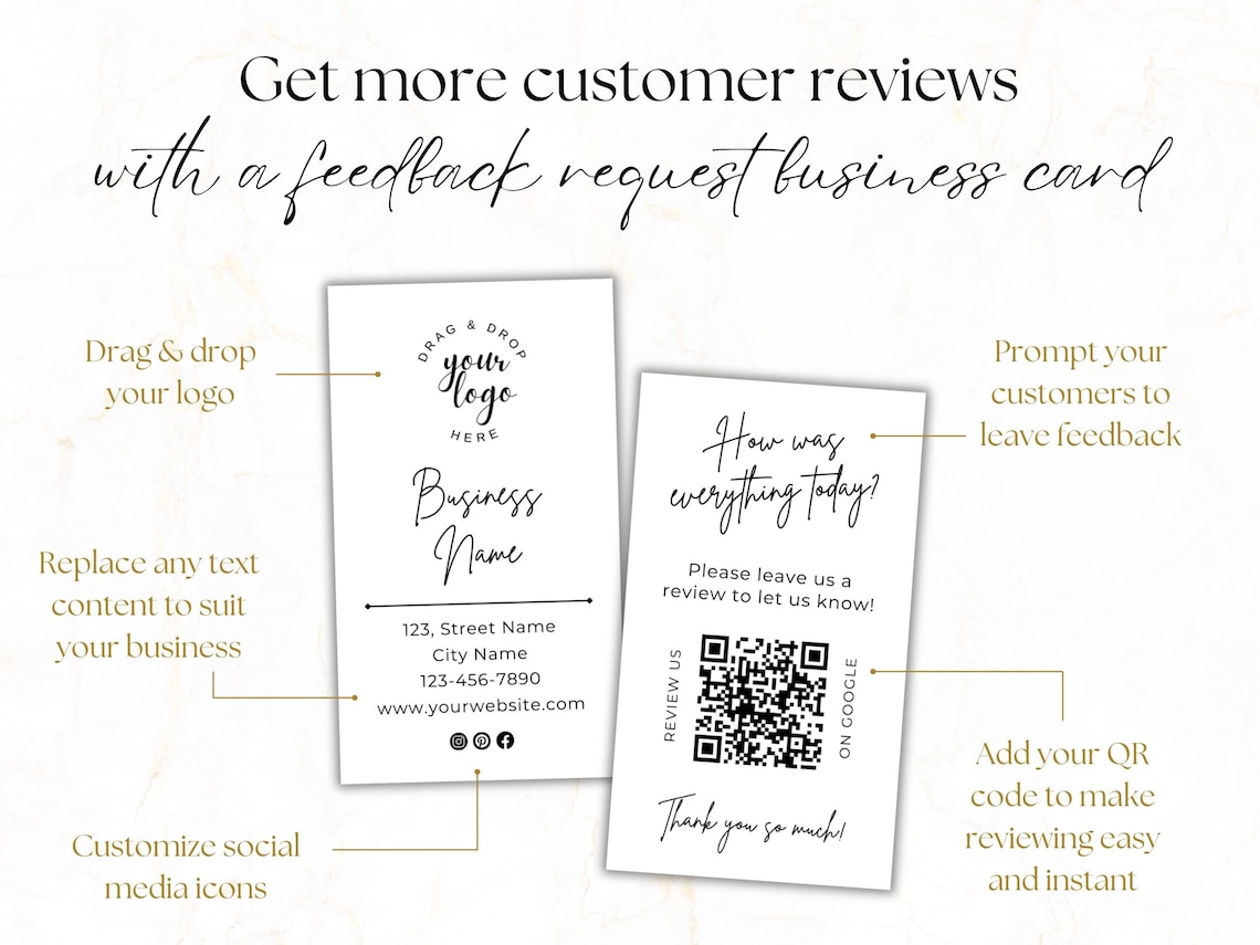 Leave Us a Review Simple Business Card, Editable Template for Small ...