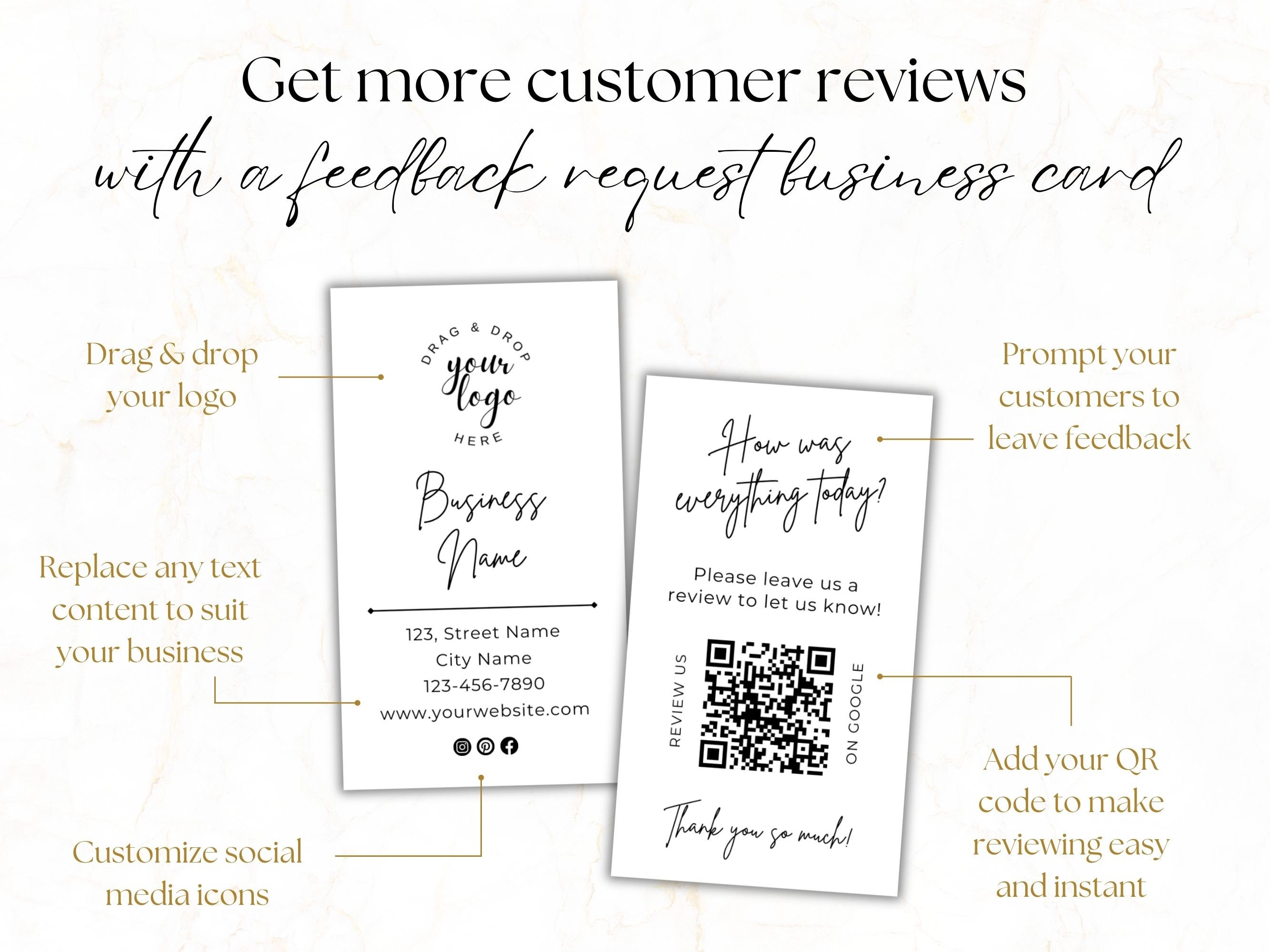 Leave Us a Review Simple Business Card, Editable Template for Small ...