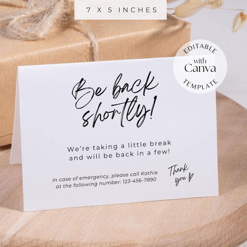 Be Back Soon Sign - Etsy