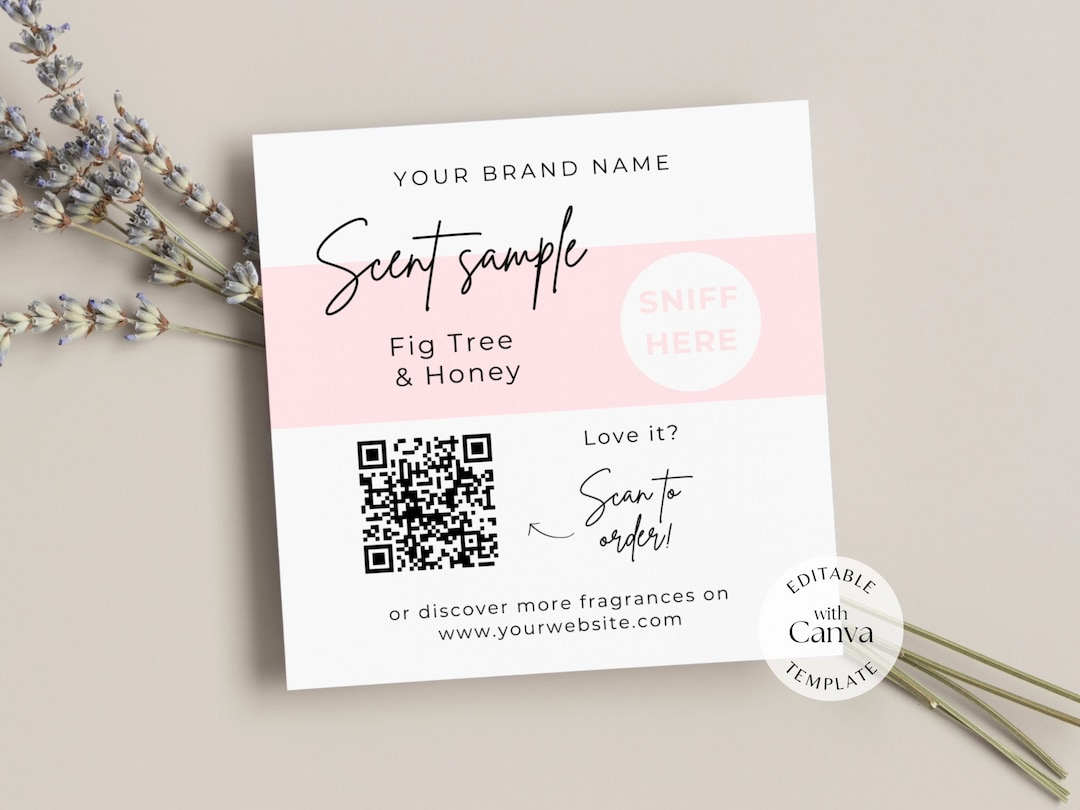 Scent Sampler and Scan to Order Qr Code Card, Editable Template for ...