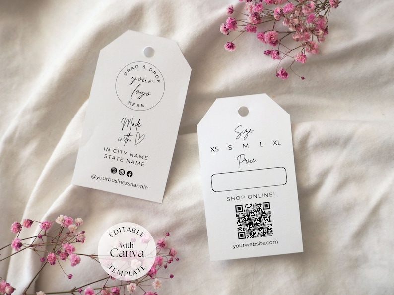Clothing Hang Tag Template, Printable & Editable Small Business Price ...