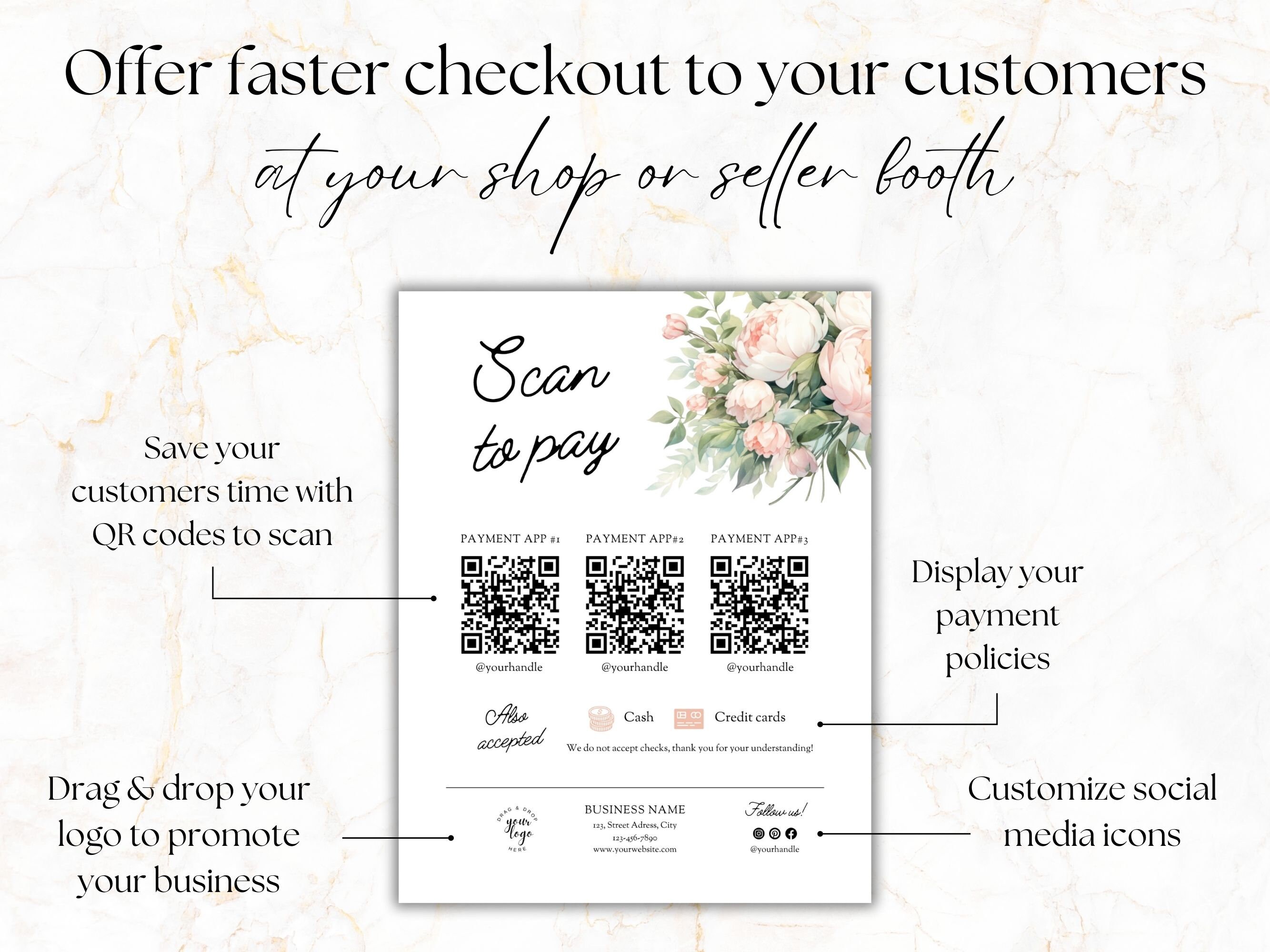 Scan to Pay Template, Editable Payment Sign for Small Business, Pop up ...