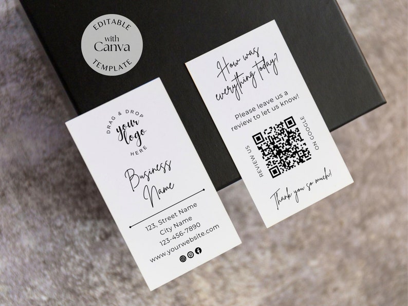 Leave Us a Review Simple Business Card, Editable Template for Small ...