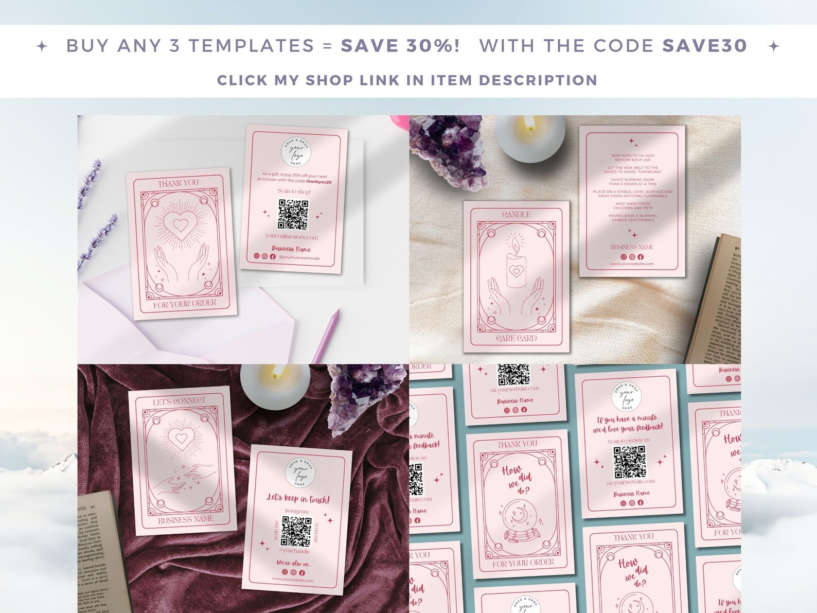 Packing Insert Cards Valentine Bundle, 2 Templates Editable in Canva ...