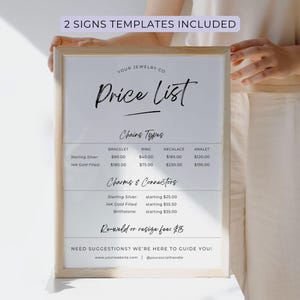 Permanent Jewelry Signs Templates, Price List and Booking Sign With ...