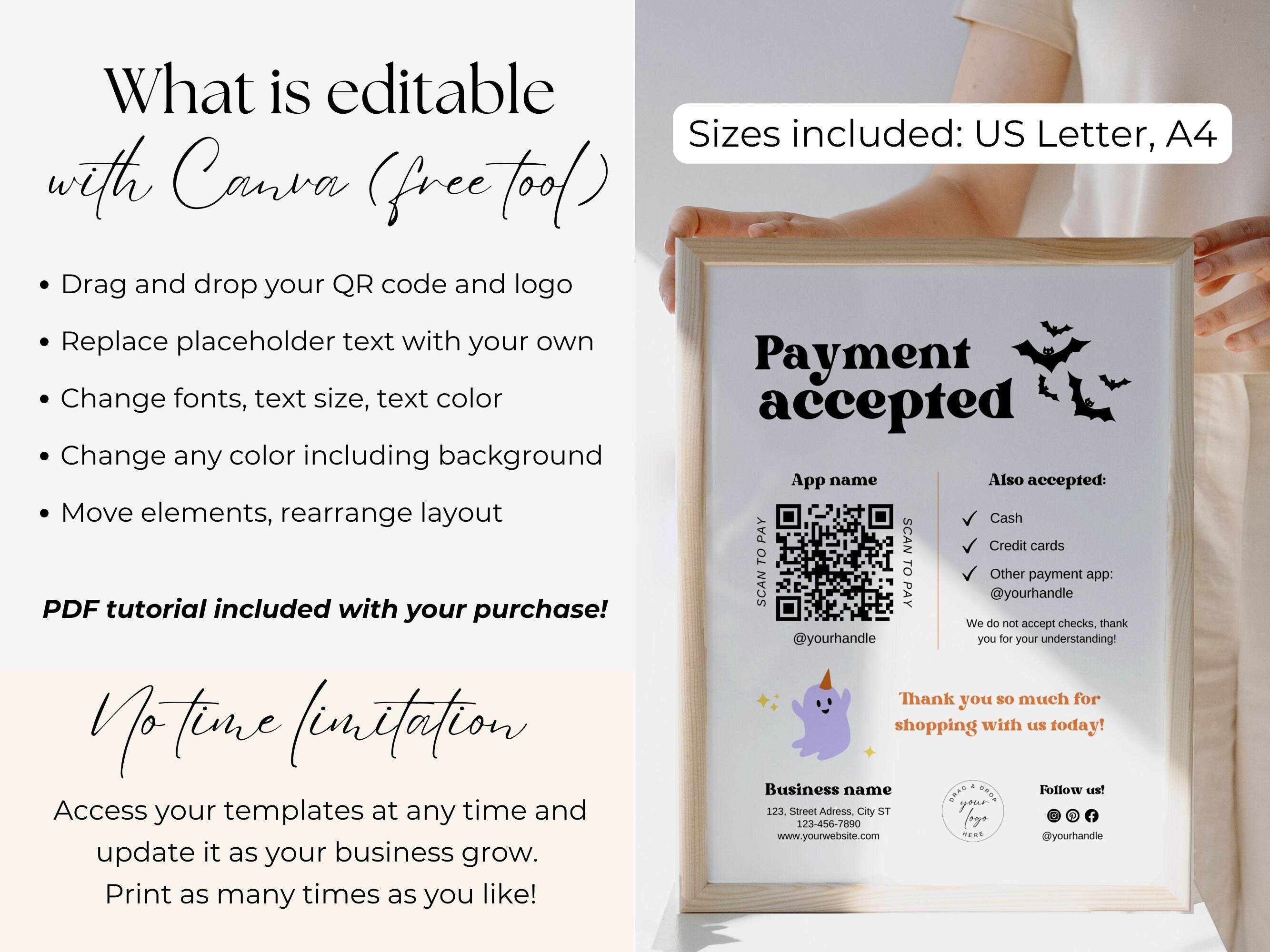 Payment Sign Template for Halloween With Scan to Pay QR Code, Small ...