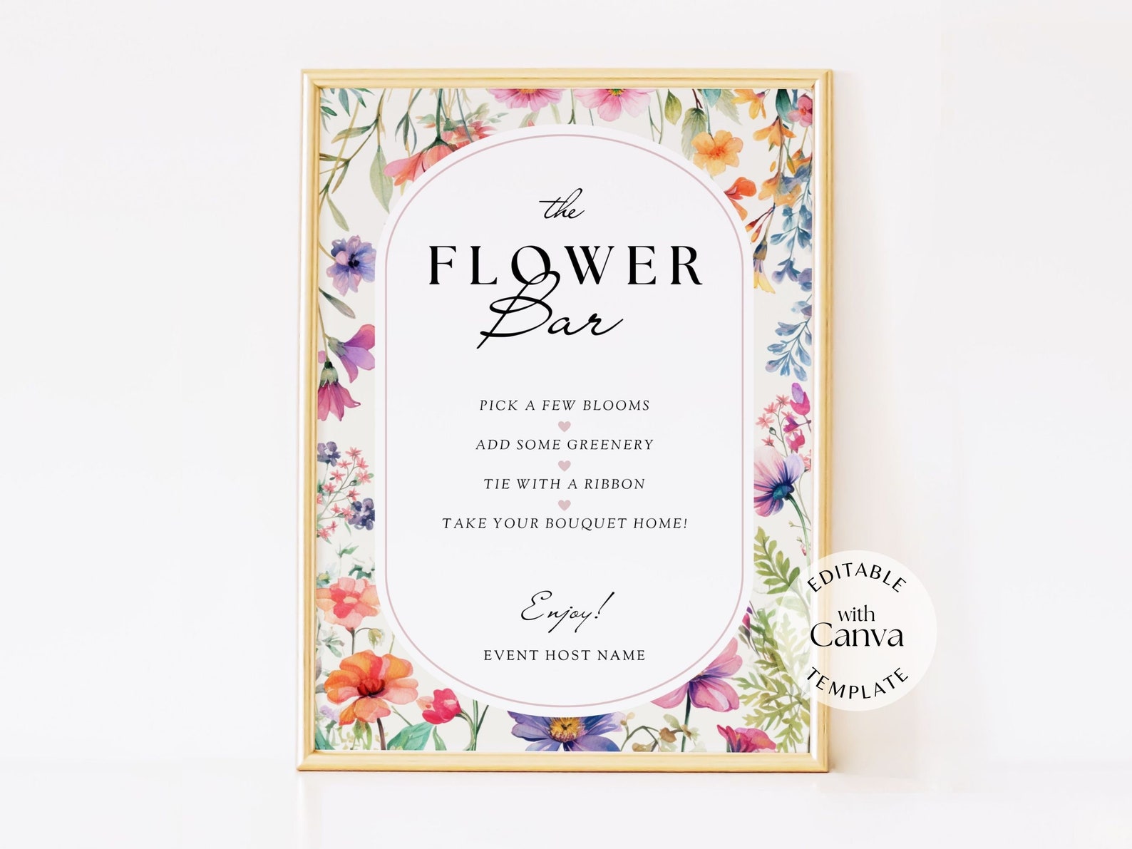 Flower Bar Sign Template, Editable Wildflowers Bouquet Bar Sign for ...