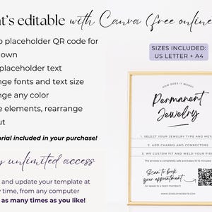 Permanent Jewelry Signs Templates, Price List and Booking Sign With ...