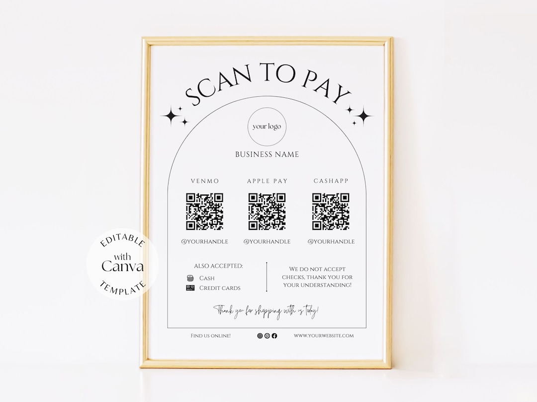 Scan to Pay Sign Template With Qr Code for Business craft Show, Pop up ...