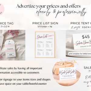 Craft Fair Bundle, 8 Editable Templates signs, Cards, Tags for Small ...