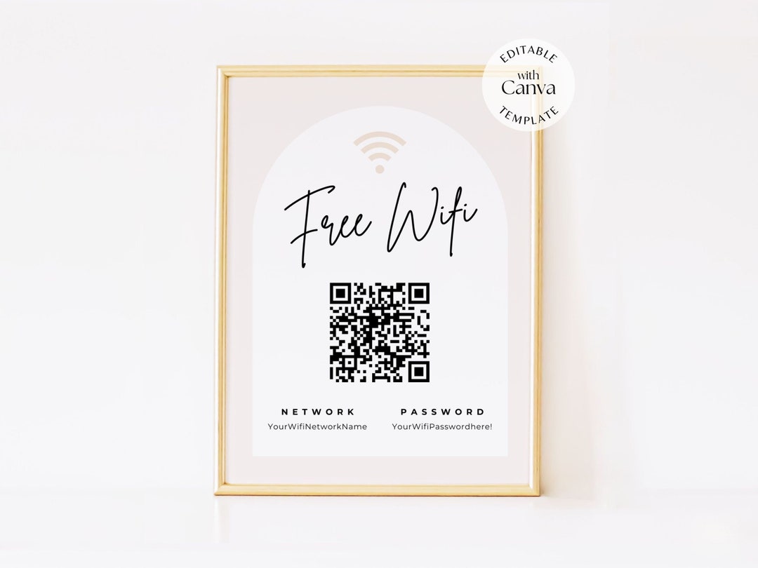 Wifi Password Sign Template With Qr Code, Editable in Canva, Internet ...