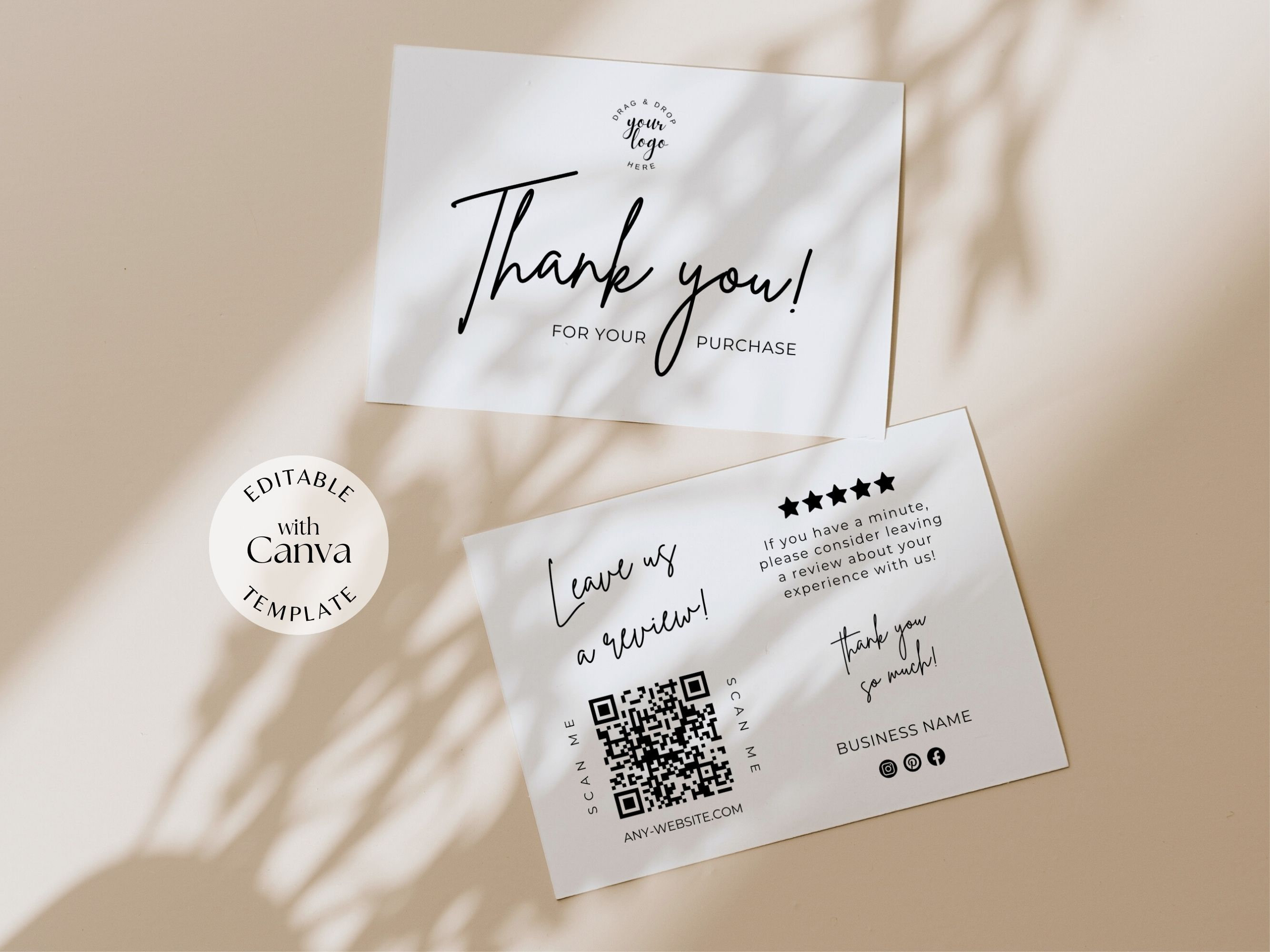 Business Review Card Template With Qr Code, Please Leave a Review ...