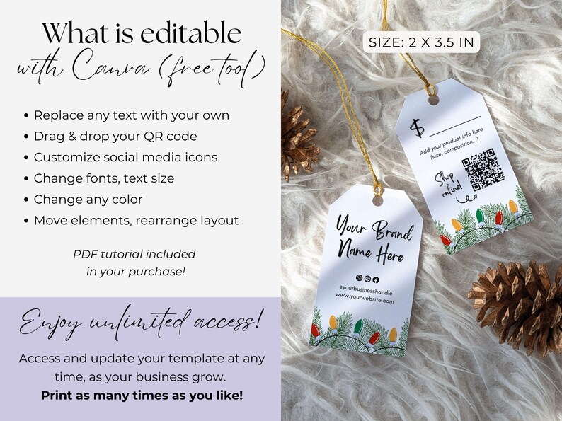 Editable Price Tag Template With Qr Code for Holiday Vendor, Christmas ...