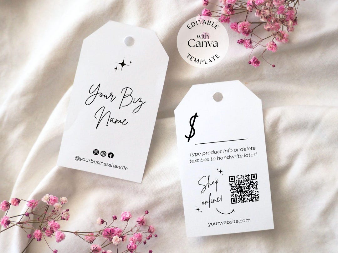 Editable Hang Tag Template With QR Code for Clothing, Handmade Product ...