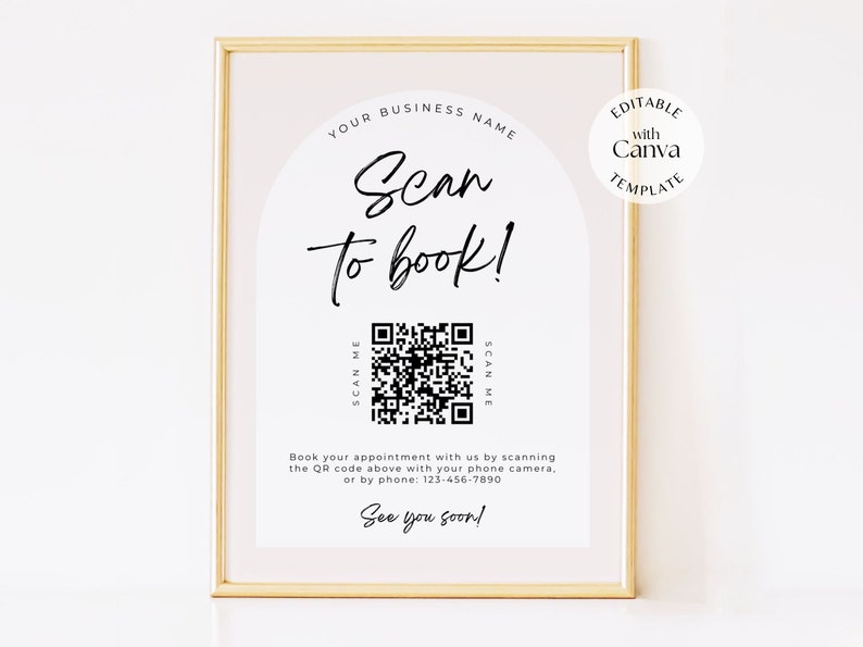 Scan to Book Qr Code Sign for Salon, Spa, Service Based Smalll Business ...