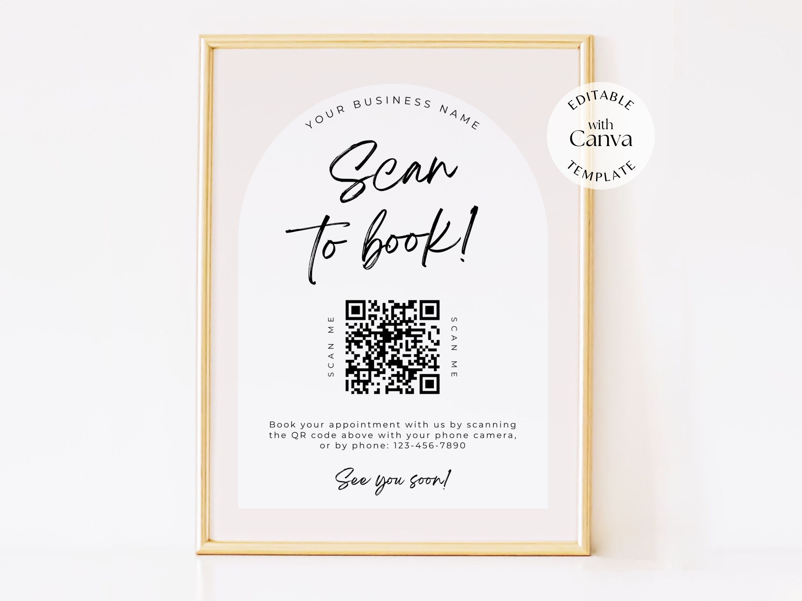 Scan to Book Qr Code Sign for Salon, Spa, Service Based Smalll Business ...