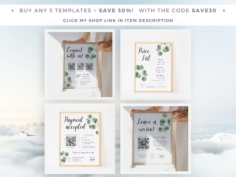 Editable Scan to Pay With Qr Code, Price List, Social Media Signs for ...