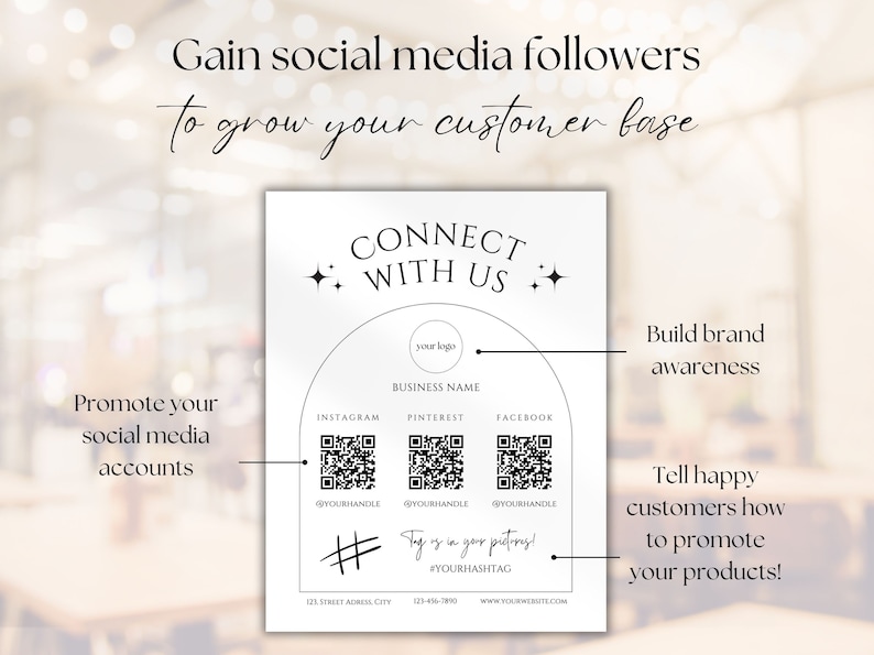 Social Media Sign With Qr Code for Pop up Shop, Market Booth, Craft ...